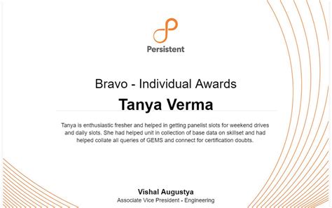 Tanya Verma On Linkedin I Am Thrilled To Share That I Have Been Honored With The Bravo Award At