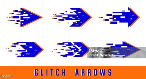 글리치 효과 화살표 벡터 세트 기술 동적 스타일의 커서 컬렉션 기술 테마의 아이콘 또는 로고로 사용하기위한 완벽한 그래픽 디자인