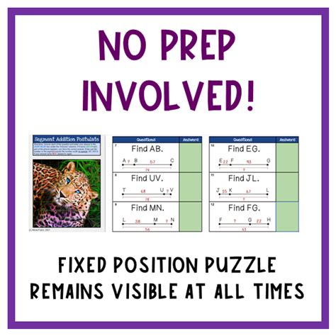 Segment Addition Postulate Activity Digital Pixel Art Mystery Puzzle