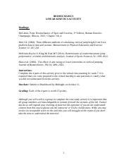 LINEAR KINETICS ACTIVITY Fall 2020 FINAL Docx BIOMECHANICS LINEAR KINETICS ACTIVITY Readings