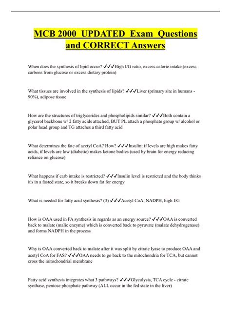 MCB UPDATED Exam Questions And CORRECT Answers MCB Stuvia US