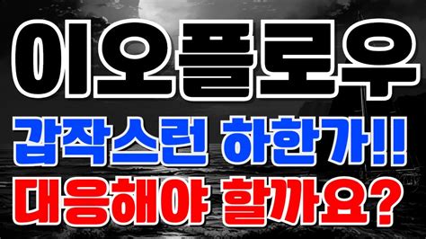 이오플로우 갑작스런 하한가 대응해야 할까요 Youtube