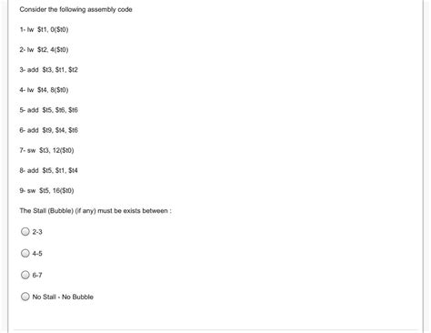Solved Consider The Following Assembly Code 1 Lw T1