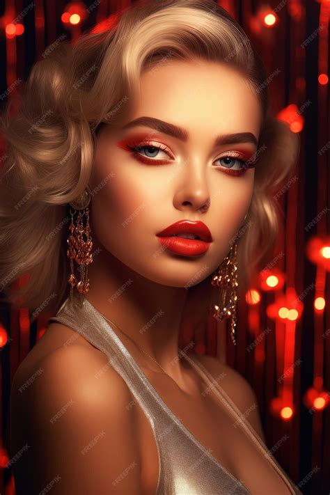 Premium Ai Image A Woman With Red Lips And Red Lipstick