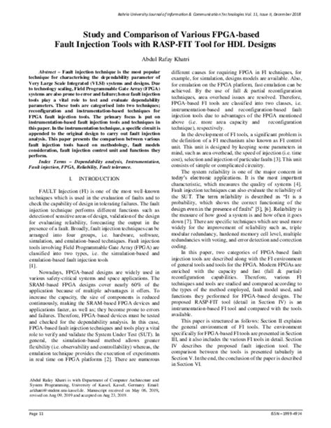 Pdf Study And Comparison Of Various Fpga Based Fault Injection Tools