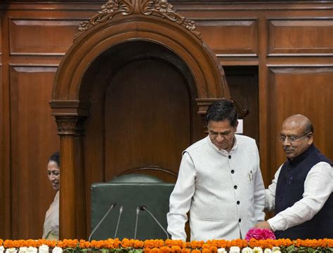 Citing Rulebook Delhi Assembly Speaker Says Members Marshalled Out Suspended Cannot Enter Premises