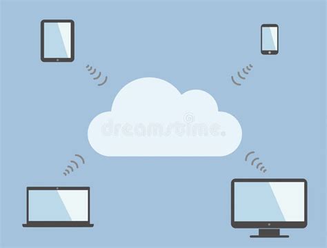 Cloud Computing Symbol And Multiple Devices Stock Vector