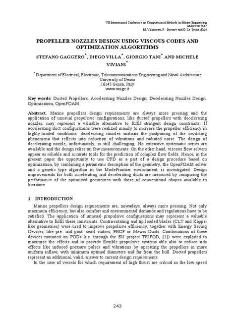 Marine 2017 18 Propeller Nozzles Design Pdf Propeller