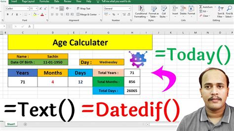 How To Make A Age Calculater On Excel Sheet 2016 Excel Tutorials In Hindi For Beginners Easy