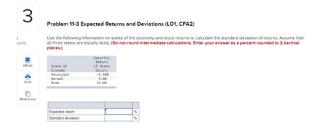 Solved Problem Expected Returns And Deviations LO Chegg