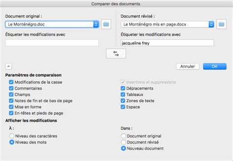 Word Comparer Deux Versions Dun Document Jacqueline Frey