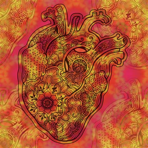 Tangle Pattern Anatomical Heart Tile Digital Art By Katherine Nutt Pixels