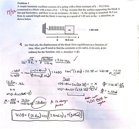 Solved Problem A Simple Harmonic Oscillator Consists Of A Chegg