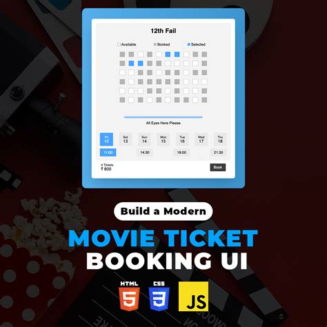 Movie Seat Booking App Movie Ticket Booking Ui Using Html Css Javascript Html Css Js Project