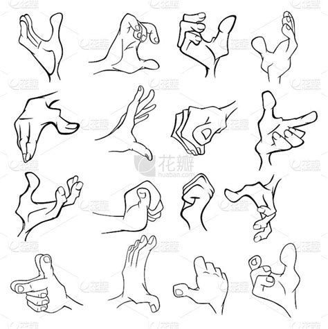 一套矢量卡通插图与不同的手势为您设计的手素材 花瓣网