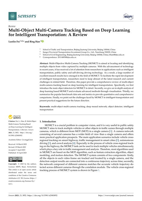 PDF Multi Object Multi Camera Tracking Based On Deep Learning For Intelligent Transportation