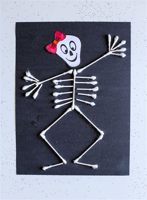 Easy Q Tip Skeleton Craft Free Printable Artofit