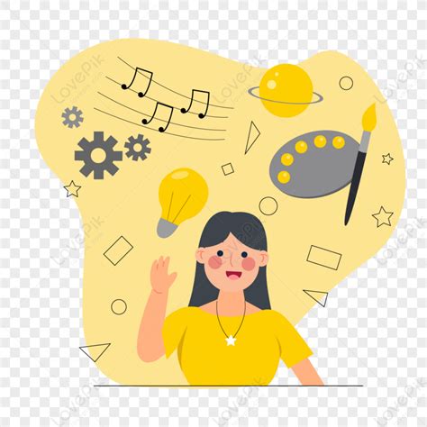 창의적인 개념 그림을 생각하는 음표 기어 및 컬러 문자 노동자 직무 Png 일러스트 무료 다운로드 Lovepik