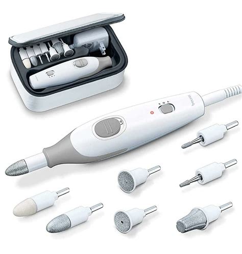 Beurer 매니큐어 페디큐어용 전문 네일 드릴 키트 7가지 부속이 있는 전기 네일 파일 세트 2가지 티몬