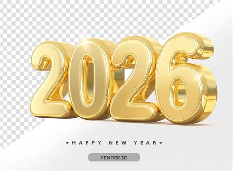Diseño Renderizado De Texto Dorado 3d Con El Número 2026 De Feliz Año