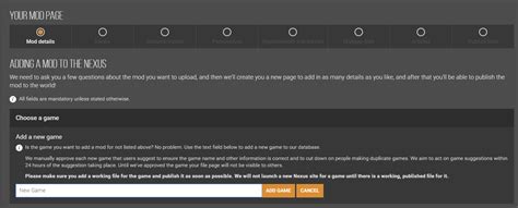 How Can I Add A New Game To Nexus Mods Nexus Mods Site Help