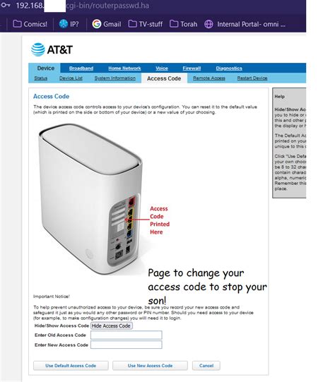 Humax BGW Change Access Code Permanently AT T Community Forums