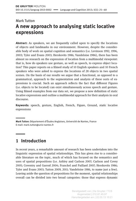 Pdf A New Approach To Analysing Static Locative Expressions