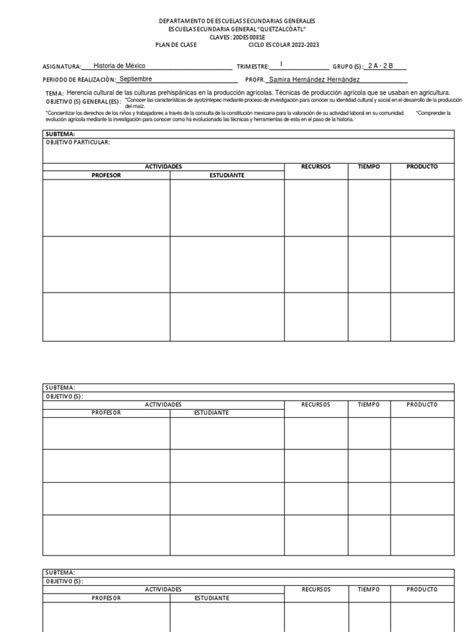 Plan De Clase Coord Acad Pdf