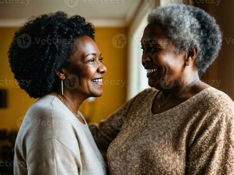 Photo Of Black Woman Take Care Senior Black Woman At Home Generative