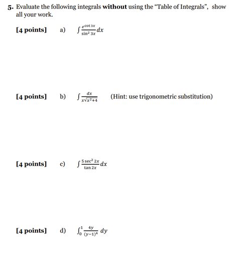 Solved Evaluate The Following Integrals Without Using The Chegg Com