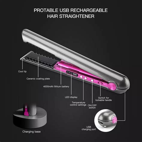 Badu Bg Безжична преса за коса със зареждаща основа Flat Iron Mini 2 In 1 Roller Usb 4800mah