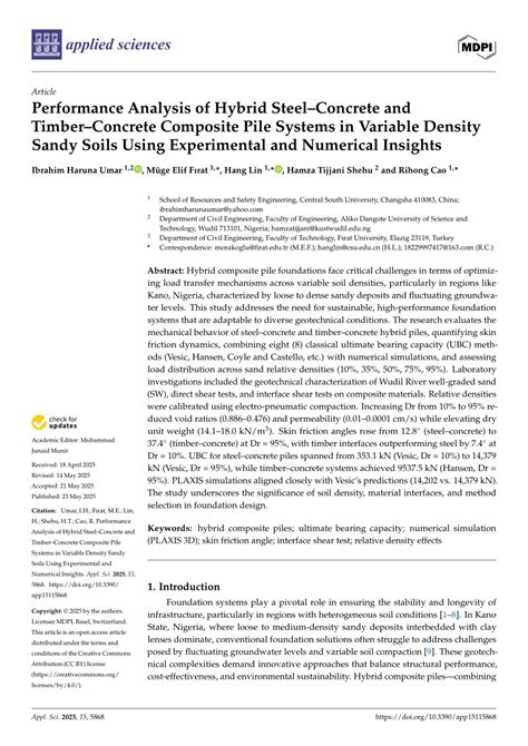 Pdf Performance Analysis Of Hybrid Steel Concrete And Timber Concrete Composite Pile Systems