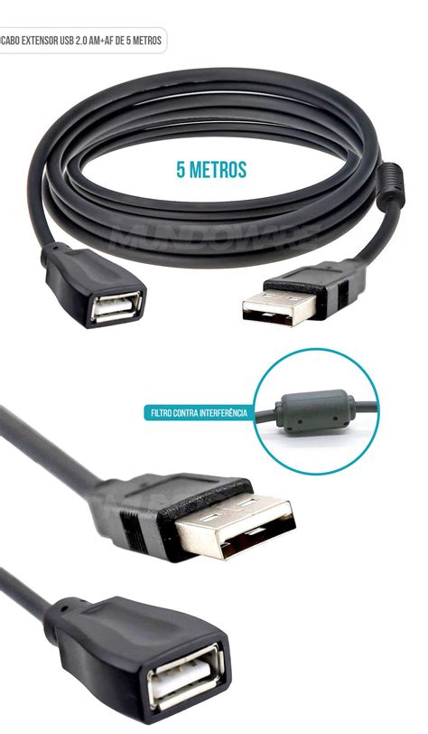 Cabo Extensor Usb De Metros Am Af Macho X F Mea Mundoware