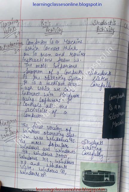 Computer Science Teaching Lesson Plan Practical File Bed Topic Windows Versions Teaching