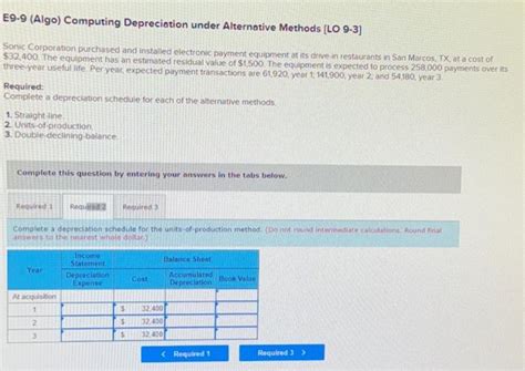solved e9 9 algo computing depreciation under alternative
