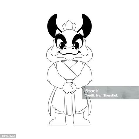 중국 용 만화 캐릭터의 형태로 신비로운 소림 전사 채색 스타일 기사 사람의 역할에 대한 스톡 벡터 아트 및 기타 이미지 기사