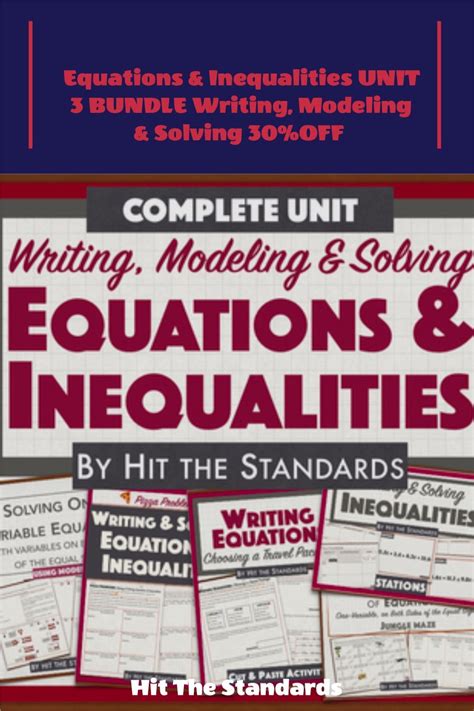 Equations And Inequalities Unit 3 Bundle Writing Modeling And Solving 30 Off Middle School Math