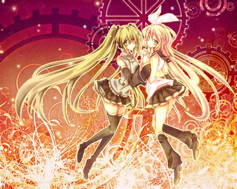 Hatsune Miku Kagamine Rin Twintails Vocaloid R Konachan