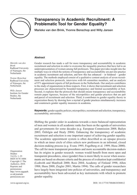 Pdf Transparency As A Tool For Gender Equality