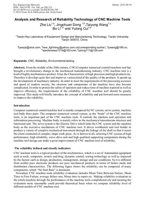 Analysis And Research Of Reliability Technology Of Cnc Machine Tools