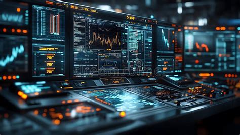 High Tech Trading Dashboard With Multiple Screens Displaying Data And
