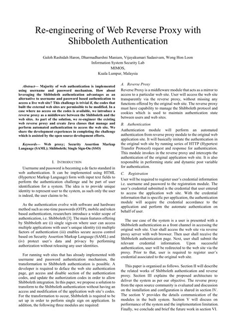 Pdf Re Engineering Of Web Reverse Proxy With Shibboleth Authentication