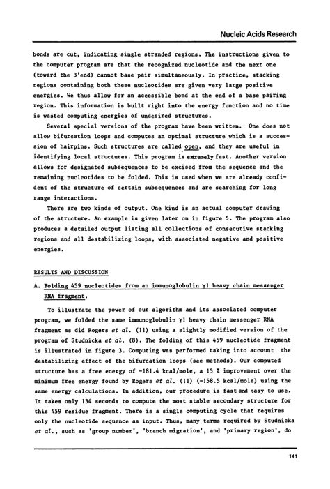 Optimal Computer Folding Of Large Rna Sequences Using Thermodynamics And Auxiliary Information Pmc