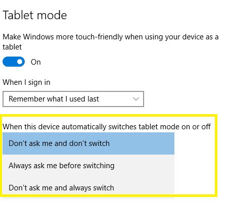 How To Turn On Off Tablet Mode In Windows 10
