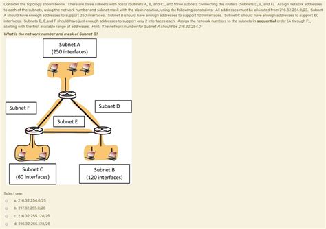 solved consider the topology shown below there are three subnets with