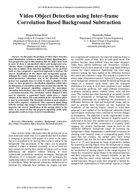 video object detection using inter frame correlation based background subtraction