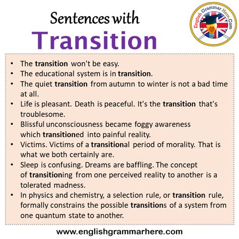 Sentences With Transition Transition In A Sentence In English Sentences For Transition