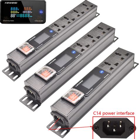 Pdu Power Strip Iec C14 Input Display Voltmeter Ammeter Power Meter 2~10ways Universal