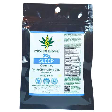 Sleep Cbd Gummies 10 Ct Lyrical Life Essentials