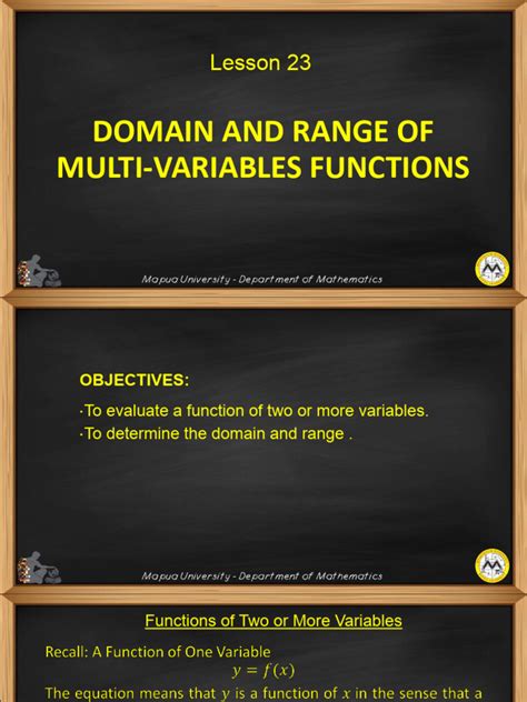 Lesson 24 Domain And Range Of Multi Variable Functions Pdf Function Mathematics Variable